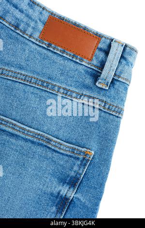 Back side pocket and waistband detail from casual wear design of blue ...