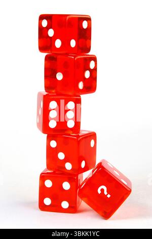 Stack of red dice isolated on white Stock Photo - Alamy