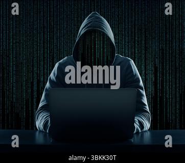 Anonymous male on a laptop at night. Stock. Concept of internet ...