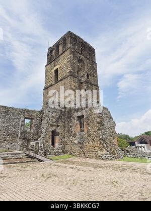Old Panama Cathedral tower in Panama Viejo, Panama (spiral staircase ...