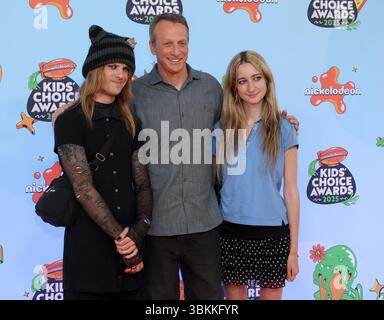 Spencer Hawk, Tony Hawk, and Abigail Manos attend the 2025 Nickelodeon ...