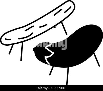 Isometric line art illustration of shoryouma spirit animals for Obon ...