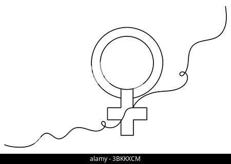 Female symbol gender icon continuous single line art drawing outline ...
