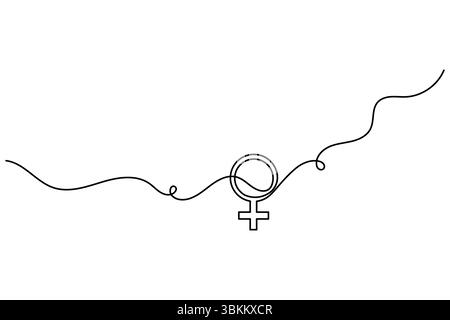 Female symbol gender icon continuous single line art drawing outline ...