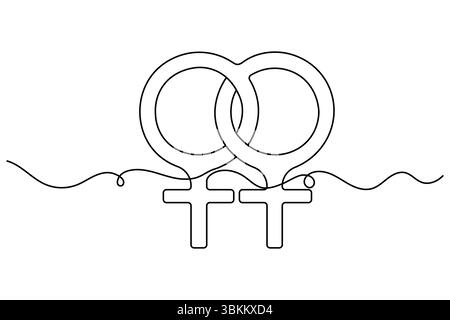 Female symbol gender icon continuous single line art drawing outline ...