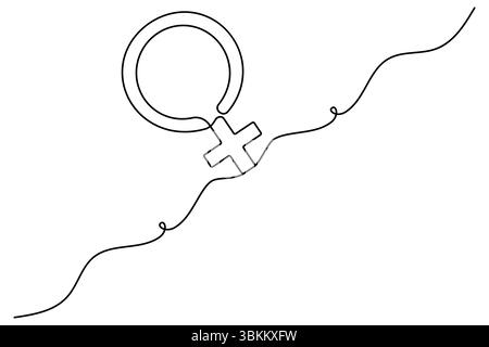Female symbol gender icon continuous single line art drawing outline ...