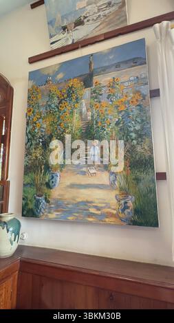 Decorative wood framed window on a old red wood building Stock Photo ...