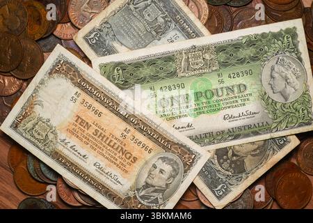 Old Australian currency, pounds shillings pennies, historic pre decimal ...