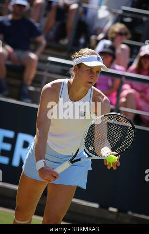 Liudmila Samsonova during her match against Yuliia Starodubtseva on day ...