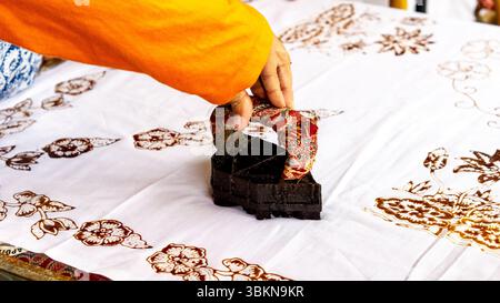 The process of making batik cloth. Batik is a type of cloth whose ...