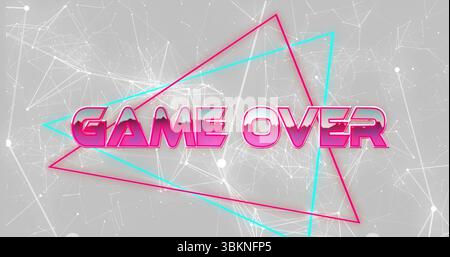 Displaying neon-pink GAME OVER text on dark gradient, with cyan-magenta ...