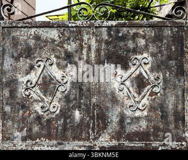 Vintage grunge square metal rusty plate of number of street address ...