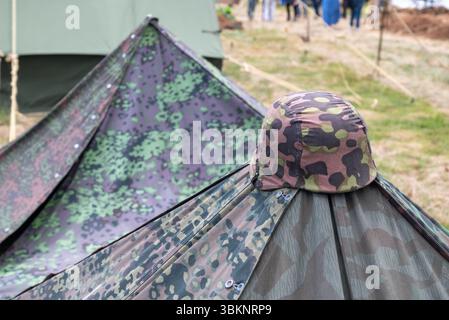 German WW2 Zeltbahn made into a tent display at the Overlord Military ...