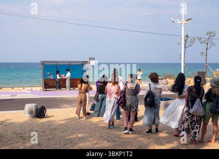 BTS Bus Stop, June 19, 2025 : 'BTS Bus Stop' is seen on Hyangho beach ...