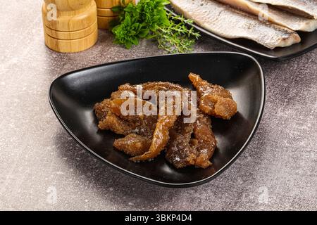 Salted Herring roe snack in the plate Stock Photo - Alamy