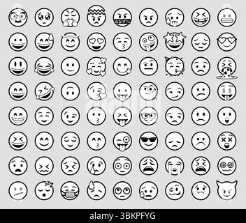 Angry and evil emoticon in doodle style isolated on white background ...