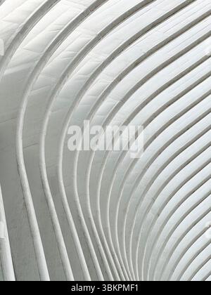 Exterior view and lobby of the Oculus Building and the Freedom Tower in ...
