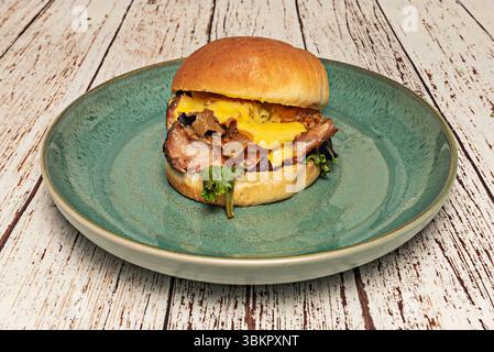 The real explosion of the hamburger, as we know it today Stock Photo ...