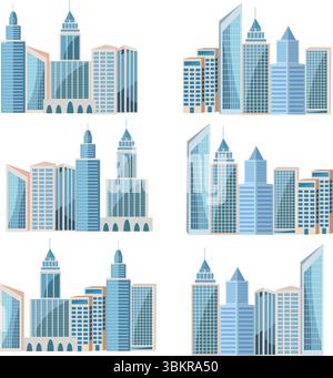 Modern City buildings groups set collection vector design Stock Vector ...