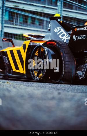 The crashed car of Neom McLaren driver Taylor Barnard during Sundays ...
