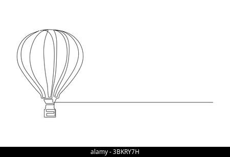 Hot Air Balloon Single Line Drawing, Three Hot Air Balloons in Flight ...