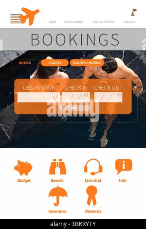 Holidays booking app with people in backdrop Stock Photo - Alamy
