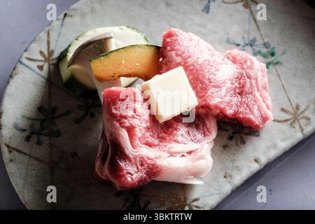 Zao beef served at Matsukaneya Annex in Zao Onsen, Japan Stock Photo ...