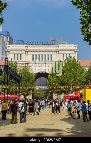 Entrance gate of the historic Minyan Stadium of Tianjin, China Stock ...