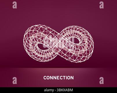 Infinity 3d low poly symbol with binary code background. Forever design ...