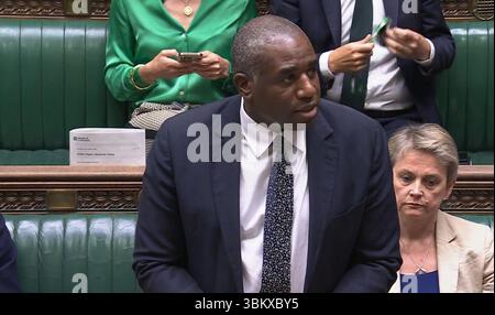 Screen grab of Foreign Secretary David Lammy appearing before the ...