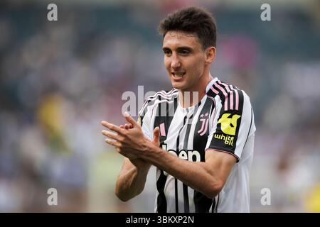 Andrea Cambiaso of Juventus Fc gestures during the Serie A football ...