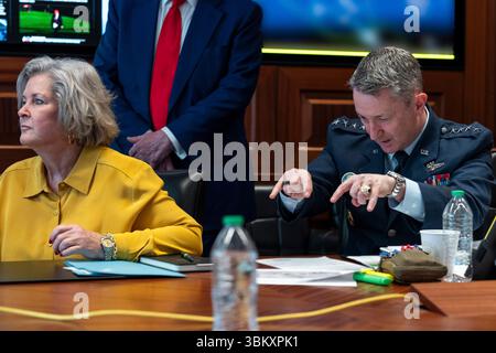Chairman of the Joint Chiefs of Staff Dan Caine arrives to brief ...
