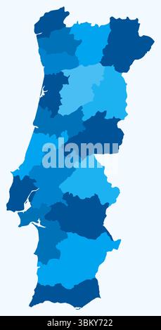 Map of Portugal with regions. Just a simple country border map with ...