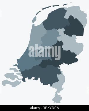 Vector regional blank map of Netherlands with provinces, Caribbean ...