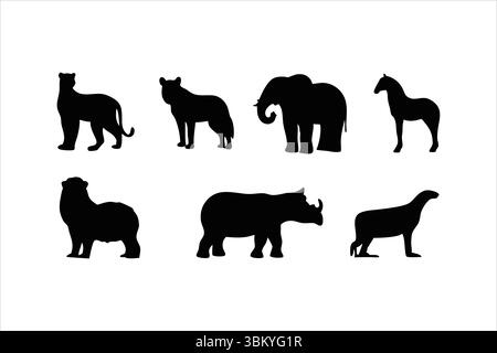 Wild Animal Silhouettes Collection - Safari and Forest Animals Vector ...