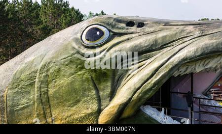 Aerial photograph of the famous Musky statue that you can walk in up at ...