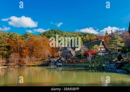 Hida Folk Village (Hida no Sato) with traditional HIda region houses ...