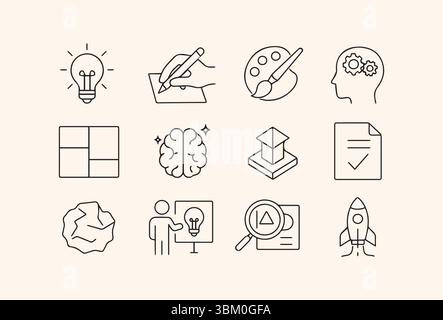 Idea generation outline icons collection. Ideas, Generation ...
