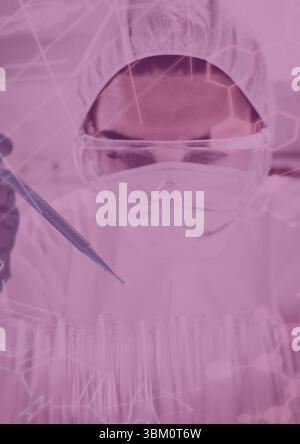 A scientist or medical technician dropping a chemical liquid into a ...