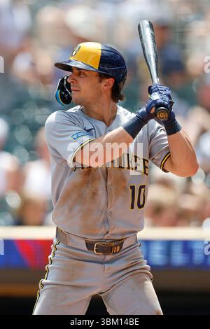 Milwaukee Brewers' Sal Frelick at bat during the fifth inning in Game 2 ...