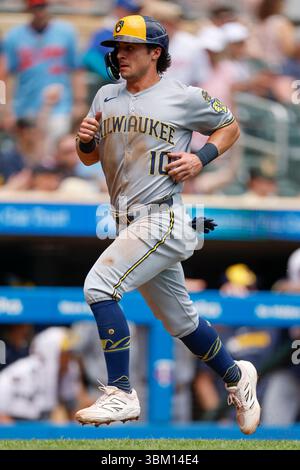 Milwaukee Brewers' Sal Frelick scores past St. Louis Cardinals catcher ...