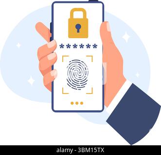 Scanning fingerprint on smartphone. Unlock mobile phone Stock Vector ...