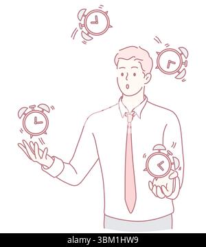 Businessman Juggling, Time Management and Multitasking , Vector Cartoon ...