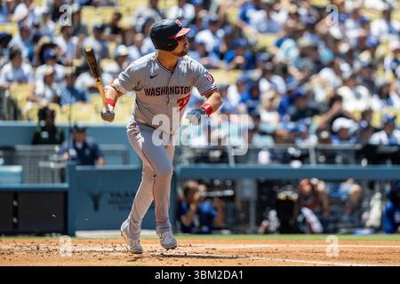 Washington Nationals' Nathaniel Lowe hits a RBI double during the fifth ...