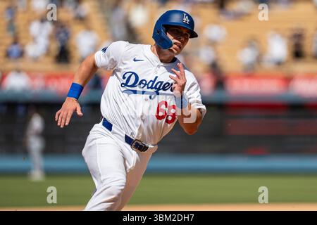 Dalton Rushing #68 of the Los Angeles Dodgers looks on during a game ...