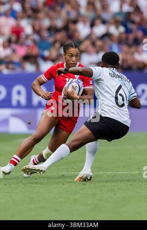 Canada back KEYARA WARDLEY (CAN) (12) competes in the Women's Rugby ...