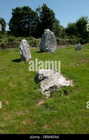 DULOE STONE CIRCLE, DULOE, CORNWALL, BRONZE AGE, ENGLAND, BRITAIN Stock ...