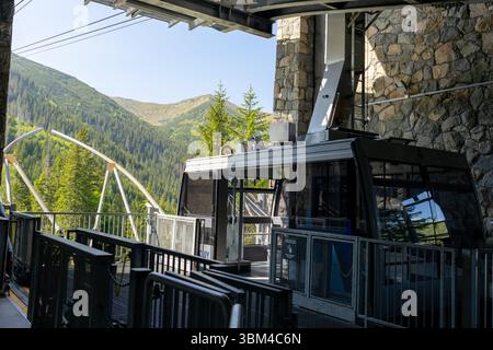 Cable car in Tatra National Park, Poland. Funicular to Mount Kasprow ...