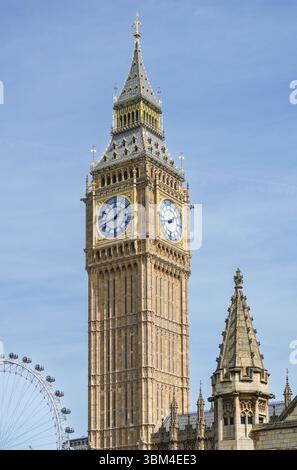 Elizabeth Tower with the exterior of the Palace of Westminster, in the ...