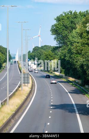 E 313 highway, bridge view in Beringen, Limburg, Belgium 20 June 2025 ...